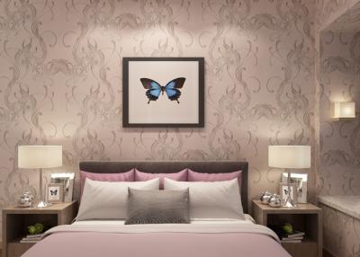 China Moisture - Proof Light Pink Rustic Floral Wallpaper , Home Furnishing Wallpaper for sale