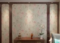 China Light Green Living Room Wallpaper Rustic Style with Red Floral Pattern , 0.53*10m/ roll for sale