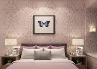 China Embossed Light Pink Living Room Wallpaper with Washable Vinyl Material , CE ISO Listed for sale