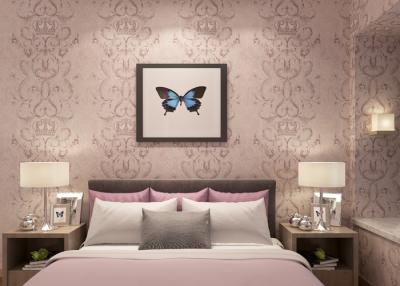China Embossed Light Pink Living Room Wallpaper with Washable Vinyl Material , CE ISO Listed for sale