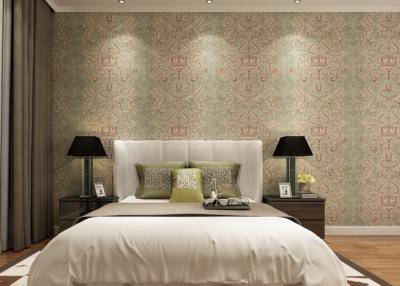 China Rustic Embossed Washable Vinyl Wallpaper , Symmetrical Floral Pattern Wallpaper for sale