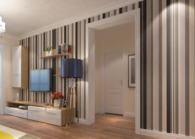 China Commercial Contemporary Wall Coverings with Wide and Narrow Stripes , PVC Wallpaper for sale