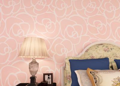 China Light Pink Floral Modern Removable Wallpaper , Contemporary Bedroom Wallpaper for sale