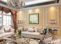 China Removable European Style Wallpaper with Luxurious Golden Leaf Pattern for sale