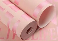 China Eco- Friendly Non Woven Wallpaper With English Letters , Pink And White Patterned Wallpaper for sale