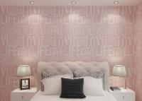 China Eco- Friendly Non Woven Wallpaper With English Letters , Pink And White Patterned Wallpaper for sale