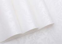 China White Color Flocking Floral Pattern European Style Wallpaper for Living Room for sale