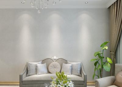 China White Color Flocking Floral Pattern European Style Wallpaper for Living Room for sale