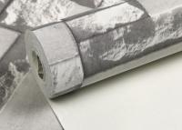 China Modern Washable Vinyl Kitchen Wallpaper With White 3D Stone Pattern , 0.53*10m/ Roll for sale