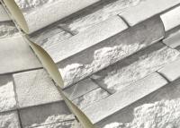 China Modern Washable Vinyl Kitchen Wallpaper With White 3D Stone Pattern , 0.53*10m/ Roll for sale