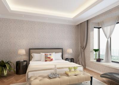 China Bedroom PVC Country Style Wallpaper with Symmetrical Floral Pattern for sale