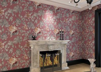China Waterproof Asian Inspired Wallpaper with Embossed Floral Pattern , 0.53*10m/ roll for sale
