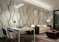 China Dining Room PVC Modern Removable Wallpaper With Black Wave Printing for sale
