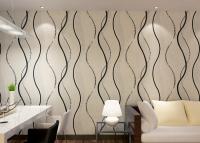 China Dining Room PVC Modern Removable Wallpaper With Black Wave Printing for sale