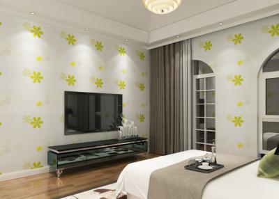 China Japanese Style Durable Asian Inspired Wallpaper With Green Embossed Bloom for sale