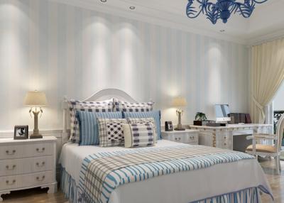 China Blue and White Stripes Pattern European Style Living Room Wallpaper for sale