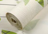 China Hotel Bedroom Asian style Wallpaper Breathable with White Green Leaves pattern for sale