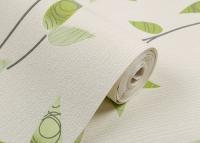 China Hotel Bedroom Asian style Wallpaper Breathable with White Green Leaves pattern for sale