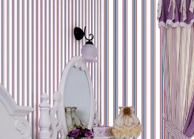 China Mediterranean Modern Removable Wallpaper,Blue And Red Striped Wallpaper 0.53*10M for sale
