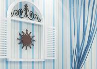 China Embossed Kids Bedroom Wallpaper , Vinyl Blue and White Striped Wallpaper for sale