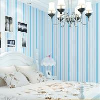 China Embossed Kids Bedroom Wallpaper , Vinyl Blue and White Striped Wallpaper for sale