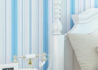 China Embossed Kids Bedroom Wallpaper , Vinyl Blue and White Striped Wallpaper for sale