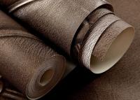 China Luxurious Living Room Wallpaper Brown Color with 3D Leather Pattern , 0.53*10M size for sale