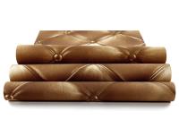 China 3D Effect Washable Vinyl Wallpaper , Luxurious Golden Leather Pattern Wallpaper for sale