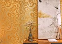 China Custom Removable Contemporary Living Room Wallpaper With Golden Curve Design for sale