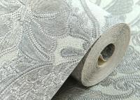 China Classic Style Embossed Living Room Wallpaper with Light Green Floral Pattern for sale