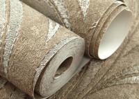China Modern Style Washable Vinyl Wallpaper , Vinyl Wall Coverings with Golden Leaf Pattern for sale