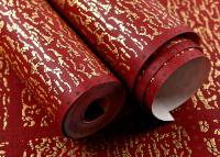 China Red Plaids Bronzing Contemporary Wall Coverings Home Decorating Wallpaper for sale