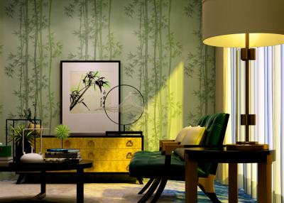 China Wet Embossing Moisture - Proof Non woven Wallpaper With Bamboo Pattern for sale