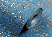 China High Range Blue Bronzing Non-Woven Paper Modern Removable Wallpaper for Living Room for sale