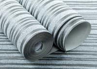 China Black And Grey Striped Wallpaper / Contemporary Vertical Striped Wallpaper for sale