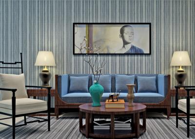 China Black And Grey Striped Wallpaper / Contemporary Vertical Striped Wallpaper for sale
