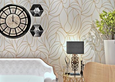 China White Modern Wall Covering Non Woven Wallpaper Sound Absorbing With Geometric Pattern for sale