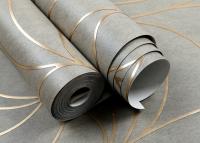 China Good Lightfastness Modern Removable Wallpaper Gray Gold with Natural Plant Fibers Material for sale