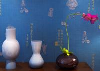 China Blue Carton Chinese Style Non Woven Wallcovering Soundproof For Living Room / Bedroom for sale