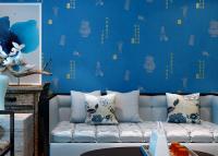 China Blue Carton Chinese Style Non Woven Wallcovering Soundproof For Living Room / Bedroom for sale