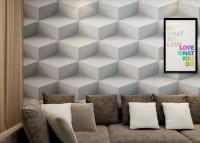 China Gray Colro 3D Home Wallpaper Removable , 3D Effect Geometric Modern Wallpaper for sale