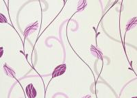 China Purple Leaves Home Decorating Wallpaper For Bedroom Walls , Light Embossing for sale