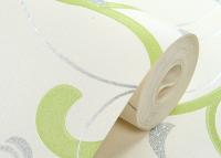 China Green and Silvery Washable Vinyl Wallpaper , Modern Living Room Wall Covering for sale