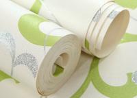 China Green and Silvery Washable Vinyl Wallpaper , Modern Living Room Wall Covering for sale