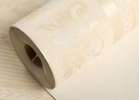 China Custom Non Woven European Style Wallpaper With Beige Stripes And Floral Pattern for sale
