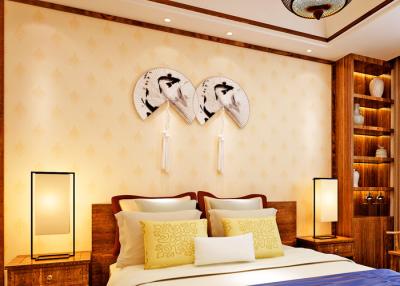 China Soundproof Yellow PVC European Style Wallpaper Washable for Study Room / Non Pasted for sale