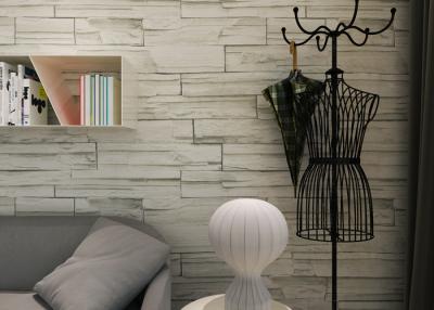 China Green Color 3D Brick Effect Wallpaper for Household , PVC Brick Effect Wall Coverings for sale