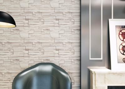 China Interior Home Decoration 3D Brick Effect Wallpaper / Yellow Fake Brick Wall Covering for sale