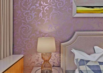 China Embossed Removable European Style Purple Flower Wallpaper For TV Background for sale