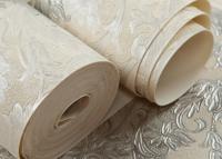 China Yellow Removable Floral Wall Covering , Washable Vinyl Wallpaper For Living Room for sale
